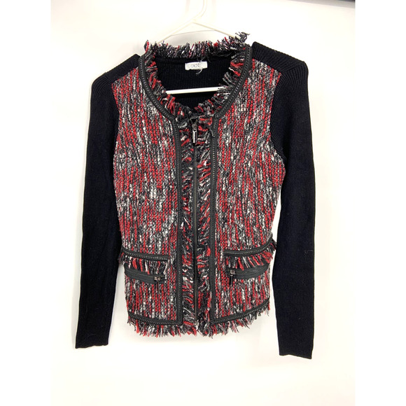 Cache | Jackets & Coats | Vtg Cache Tweed Front Knit Back Blazer Red ...